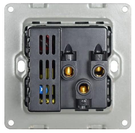 5 Pin 13A Universal Socket With Dual USB Ports Tempered Glass Frame Black Color