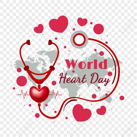 세계 심장의 날 지도 일러스트 청진기 레드연인무늬 Png 일러스트 무료 다운로드 Lovepik