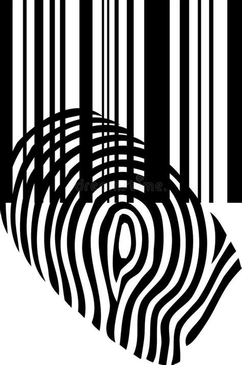 Fingerprint Barcode And Barcode Sign Sticker Label Icon Stock