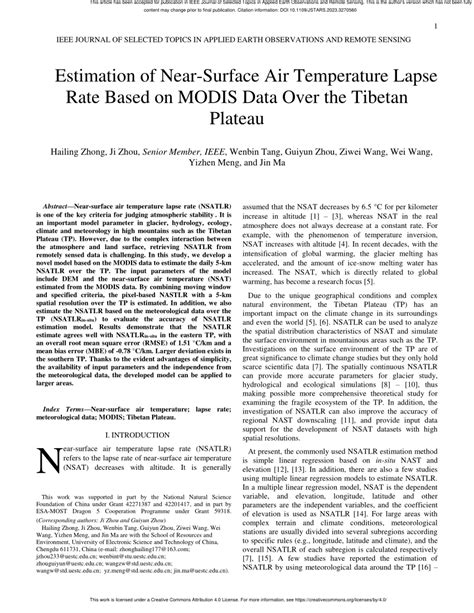 Pdf Estimation Of Near Surface Air Temperature Lapse Rate Based On