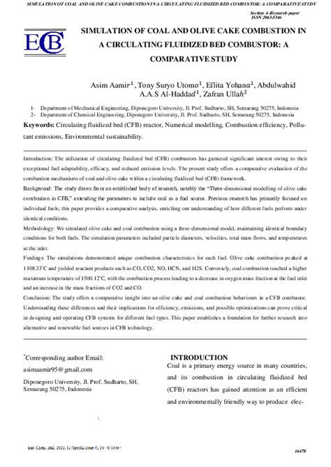 Pdf Simulation Of Coal And Olive Cake Combustion In A Circulating Fluidized Bed Combustor A