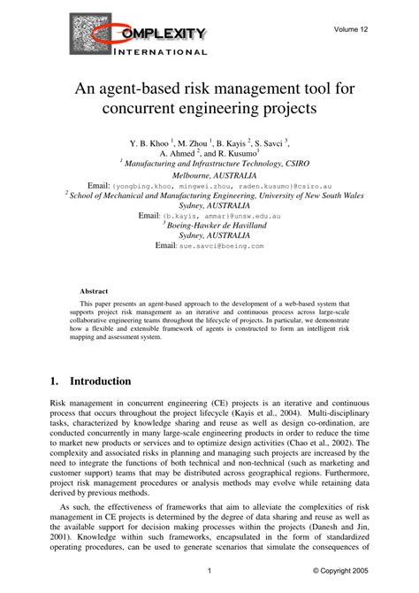 Pdf An Agent Based Risk Management Tool For Concurrent Engineering