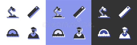 Set Graduate And Graduation Cap Table Lamp Protractor Grid And Ruler