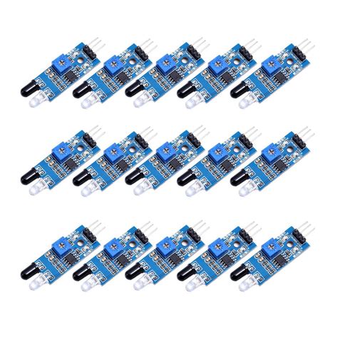 Gerui 15 Pieces Ir Infrared Obstacle Avoidance Sensor Module 3 Wire Re