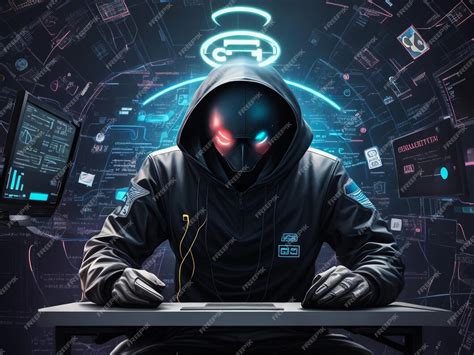 Premium Photo Hacking And Malware Concept Faceless Hacker Using Abstract Laptop With Binary