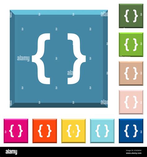 Programming Code White Icons On Edged Square Buttons In Various Trendy