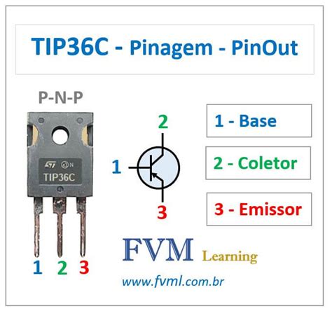 Pinagem Pinout Transistor PNP TIP36C Características FVML