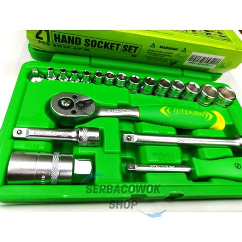 Jual Tekiro Kunci Sock Set 21 Pcs 3 8 Inch DR 6 PT Box Plastik Hand