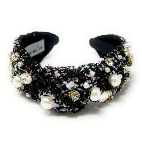 Twine And Love Tweed Jeweled Knot Headband Handcrafted Accessories