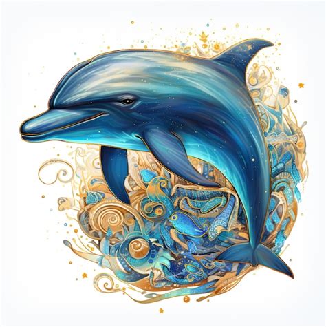 A Dolphin Is In A Circle With The Words Dolphin On It Premium Ai
