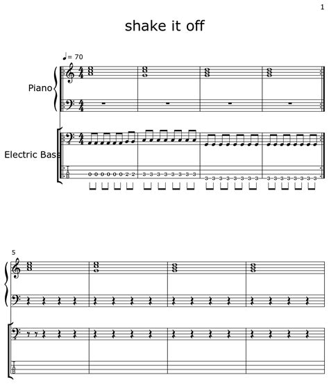 Shake It Off Sheet Music For Piano Electric Bass