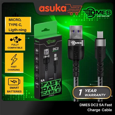 Dmes Dc2 5a Fast Charge Light Ning Type C Micro Usb Data Cable Shopee Malaysia
