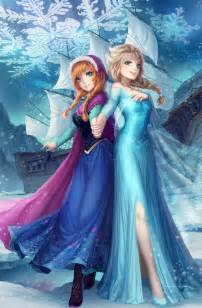 Safebooru 2girls Anna Frozen Bare Shoulders Blonde Hair Blue Eyes
