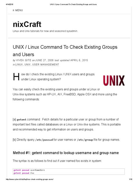 checking existing users and groups on linux systems using commands like