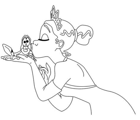 Tiana Kissing The Frog Prince Coloring Page Download Print Or Color