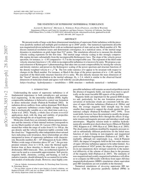 Pdf The Statistics Of Supersonic Isothermal Turbulence
