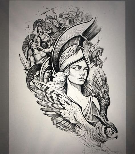 Athena Tatuaje Atena Tatuajes De Mitología Dibujos