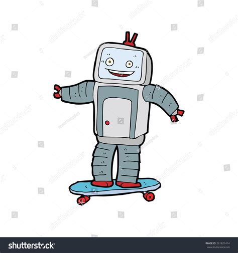 Cartoon Skateboarding Robot Stock Vector Royalty Free 261821414