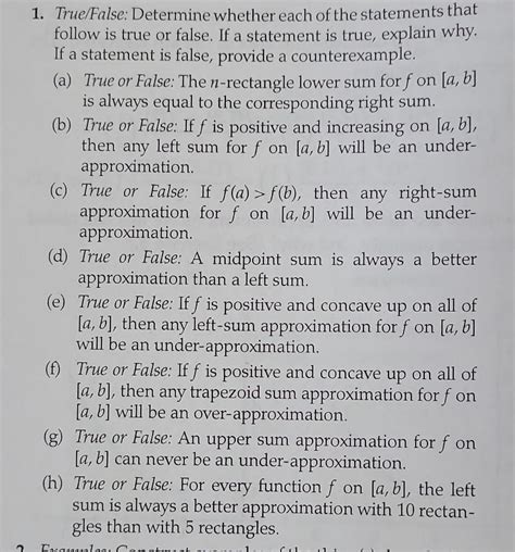 Solved 1 Truefalse Determine Whether Each Of The