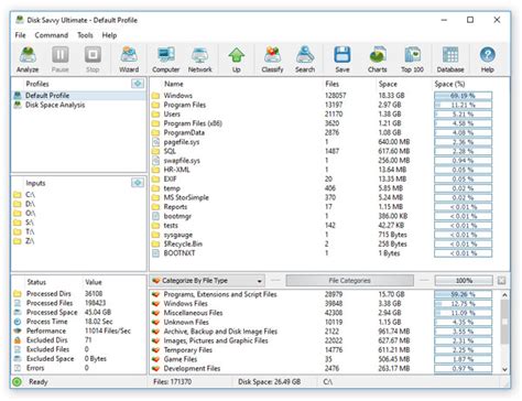 DiskSavvy Disk Space Analyzer Using File Categories And File Filters