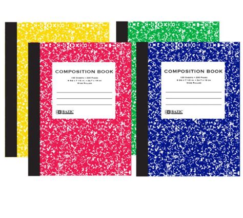 Bazic Colorful Marbled Wide Ruled Composition Book 100 Sheets Your
