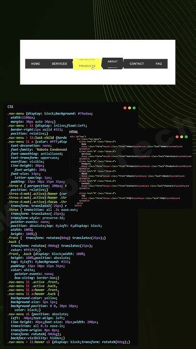 3d Menu Hover Animation Using Html Css Navbar Navigationmenu Menu Shorts Shortsfeed