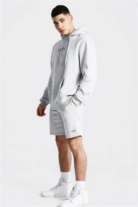 Original Man Short Hooded Tracksuit Boohoo Uk