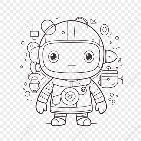 흰색 배경 개요 스케치 드로잉에 우주 비행사와 색칠 공간 아이 색칠 페이지 벡터오르간소매 Png 일러스트 무료 다운로드 Lovepik