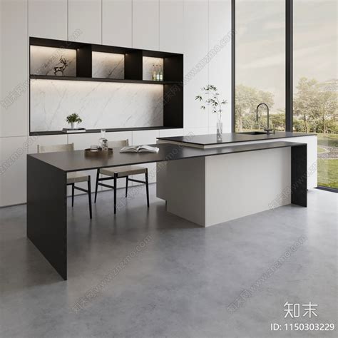 现代岛台餐桌椅组合3d模型下载【id1150303229】知末3d模型网