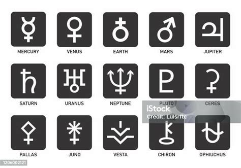 行星符號集向量圖形及更多占星學圖片 占星學 古老的 天文學 Istock