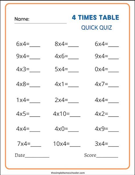 Very Best Times Table Test Printables Individual And Mixed Quizzes