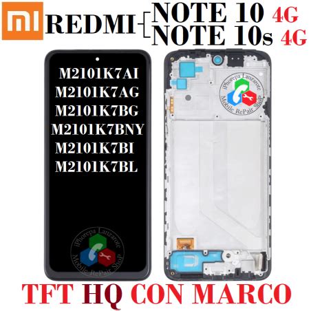Xiaomi Redmi Note G M K Ai M K Ag Note S M K Bg Pantalla Tft Hq Con Marco