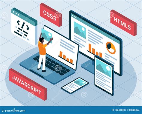 Vector Isometric Illustration Of An Front End Developer Stock Vector Illustration Of Frontend