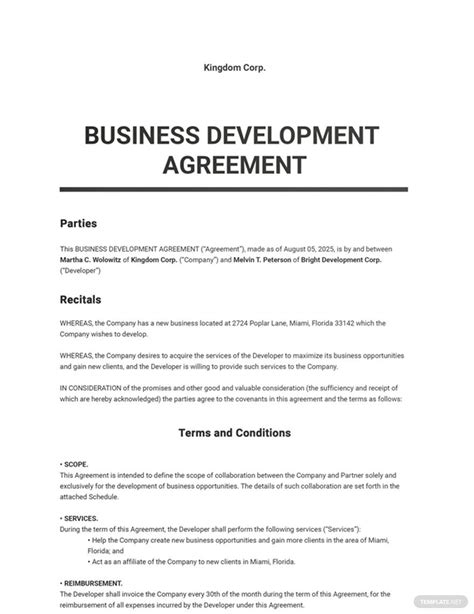 Joint Development Agreement Template