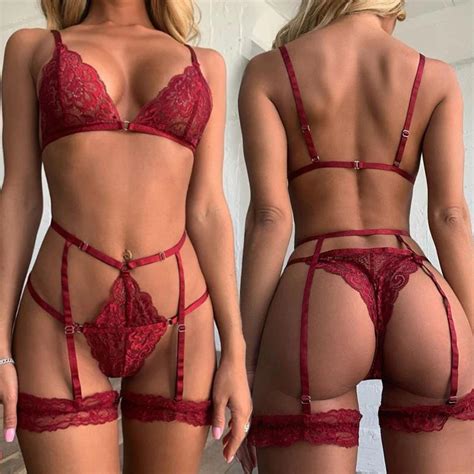 Conjunto De Lingerie De Suti E Tangas Transparente Para Mulheres