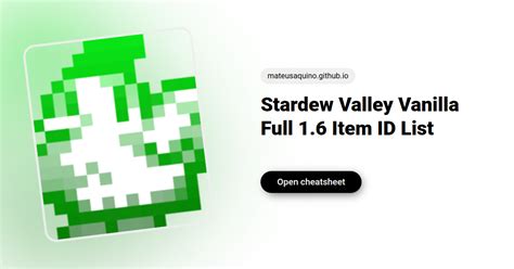 Github Mateusaquinostardewids 🐥 Stardew Valley Vanilla Ids