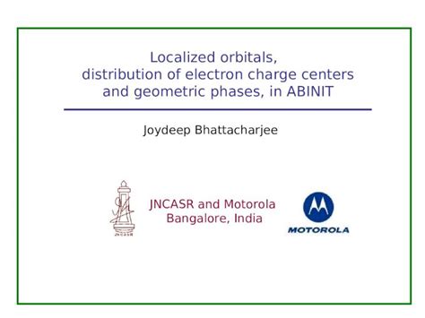 Ppt Localized Orbitals Distribution Of Electron Charge Centers And