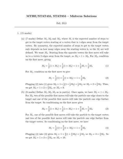 Exam 2013 Questions And Answers Midterm Stat855 Midterm Solutions
