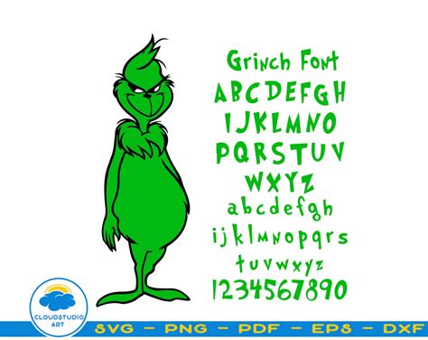 Grinch Font Svggrinch Otf Grinch Clipartgrinch Etsy