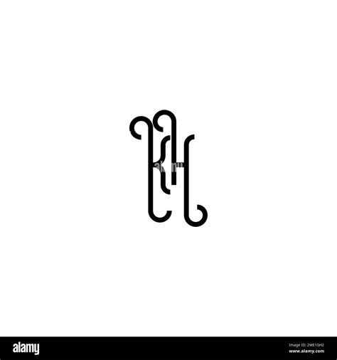 KH Simple Curved Concept Initial Logo Design Black And White Background Stock Vector Image Art