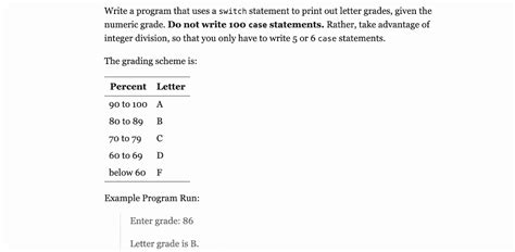 Solved Write A Program That Uses A Switch Statement To Print