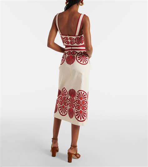 Baia Printed Cotton Blend Midi Skirt In Multicoloured La Double J