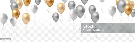 투명한 배경에 리본이 있는 황금 은 청동 풍선 벡터 일러스트 레이 션 벡터에 대한 스톡 벡터 아트 및 기타 이미지 벡터 풍선 3차원 형태 Istock
