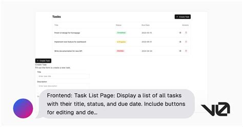 Frontend Task List Page Display A List Of All Tasks With Their Title Status And Due Date