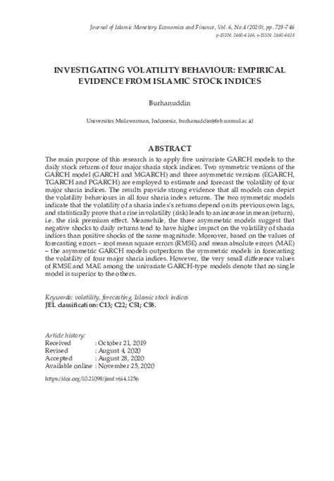 Pdf Investigating Volatility Behaviour Empirical Evidence From