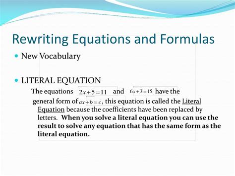 Ppt 3 8 Rewrite Equations And Formulas Powerpoint Presentation Free