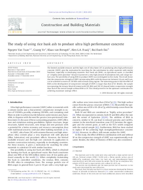 Pdf The Study Of Using Rice Husk Ash To Produce Ultra High