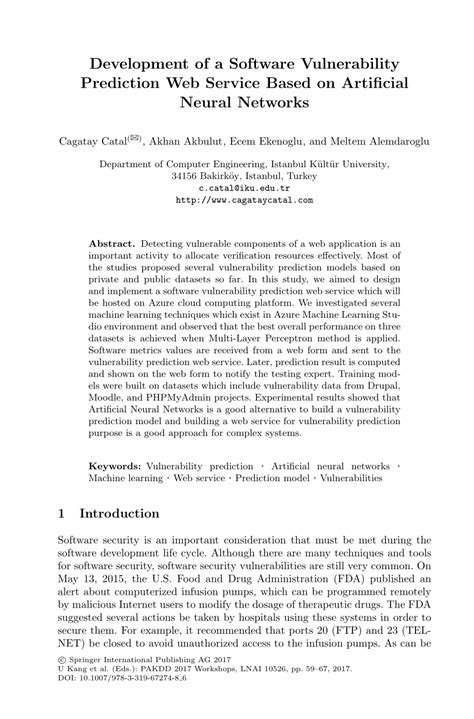 (PDF) Development of a Software Vulnerability Prediction Web Service ...