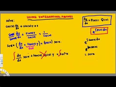 First Order Linear Differential Equation Integrating Factor Idea