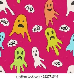 Seamless Pattern Ghosts Vector Background Halloween Stock Vector Royalty Free 322771544